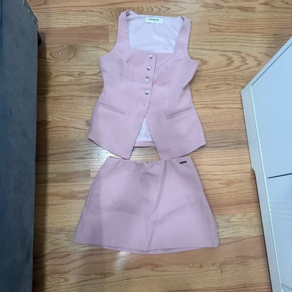 Missguided | Skirts | Missguided Blush Pink Twopiece Skirt Set Vest ...